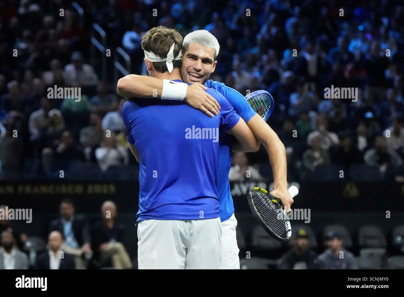 Team Europe's Carlos Alcaraz, of Spain, facing, and teammate Casper ...