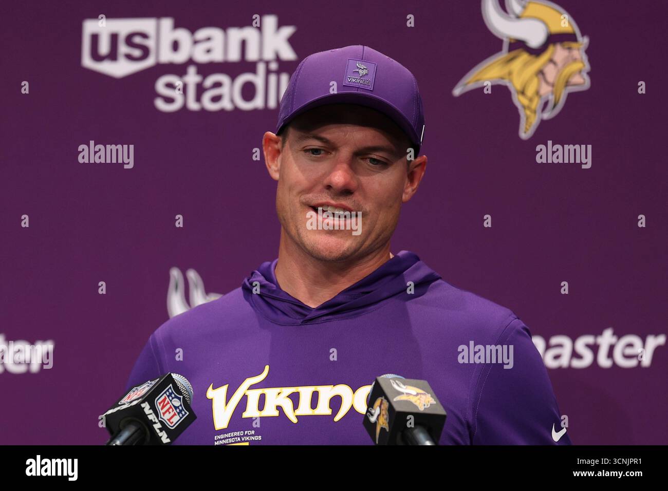 Minnesota Vikings head coach Kevin O'Connell speaks after an NFL ...