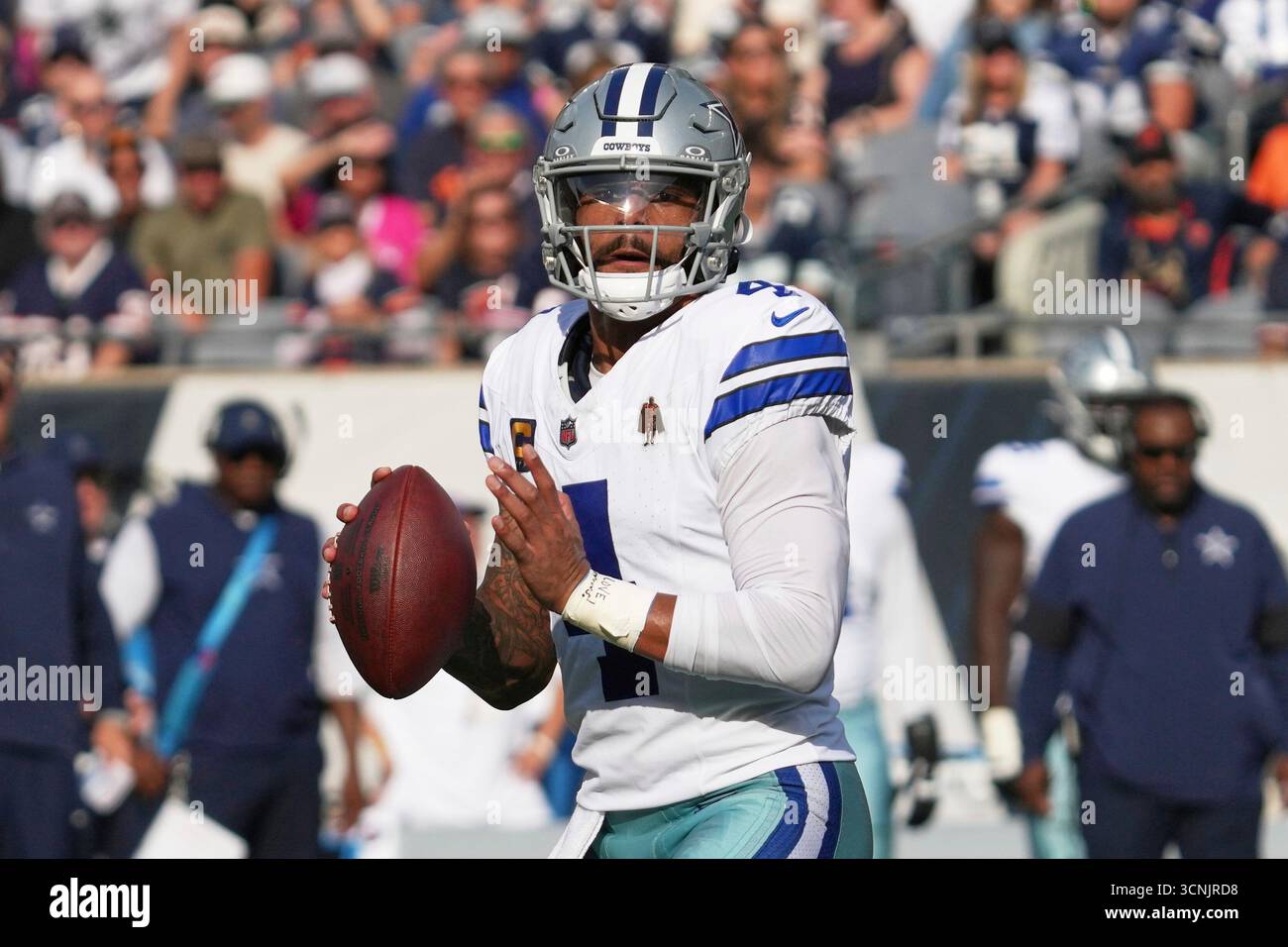Dallas Cowboys quarterback Dak Prescott (4) drops back to pass in the ...