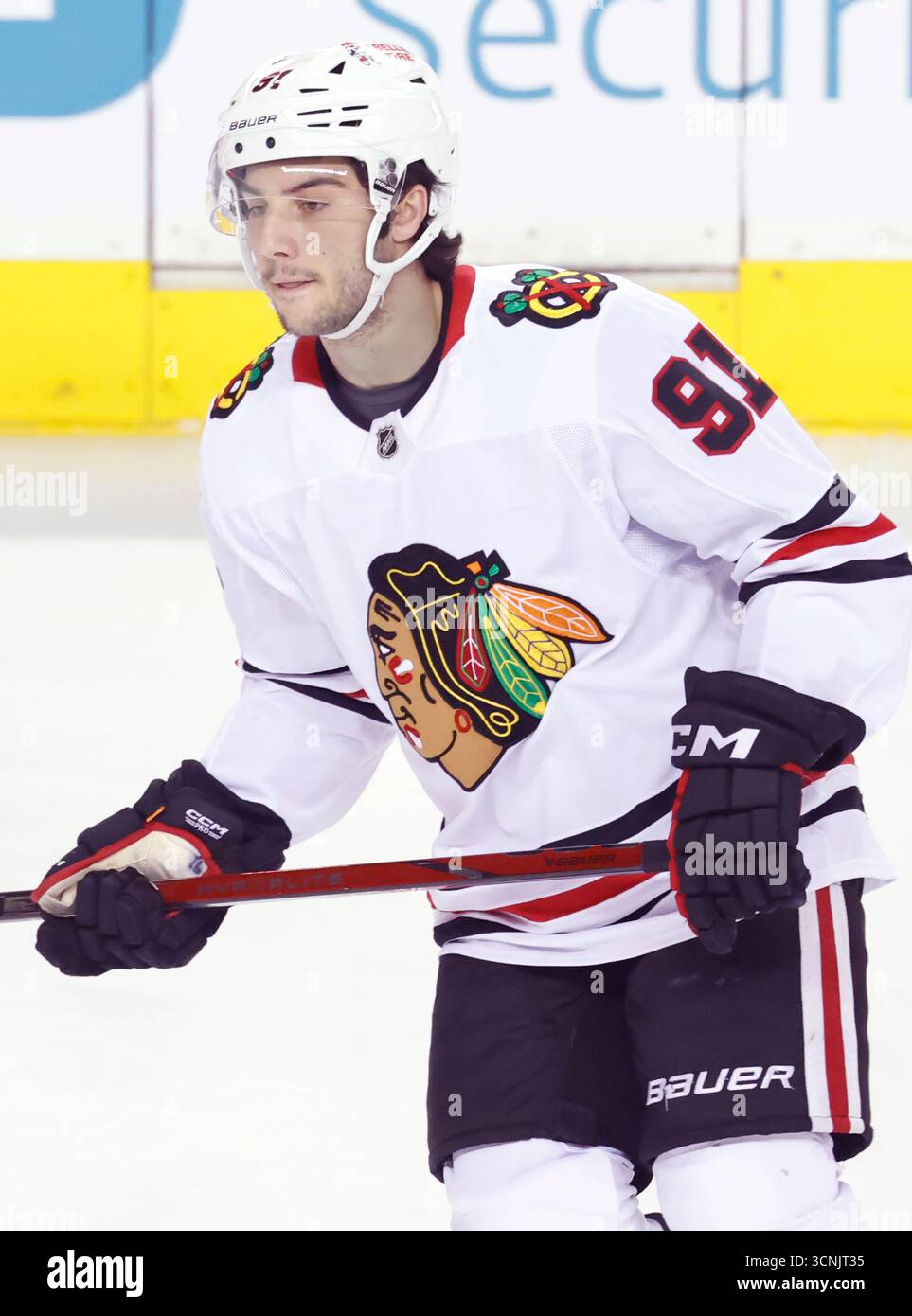 Profile photo on Chicago Blackhawks C Frank Nazar during an NHL ...