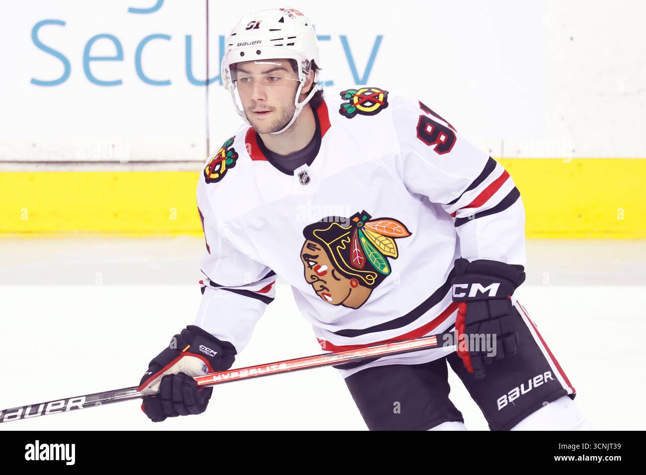 Profile photo on Chicago Blackhawks C Frank Nazar during an NHL ...