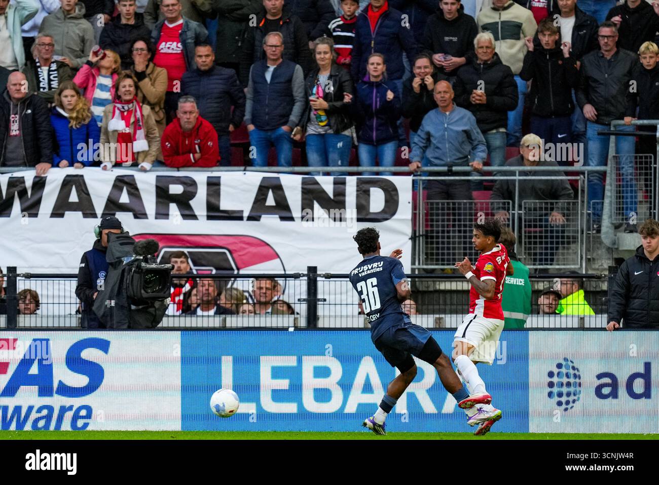 Alkmaar - Jaden Slory of Feyenoord Rotterdam with a foul on Weslley ...