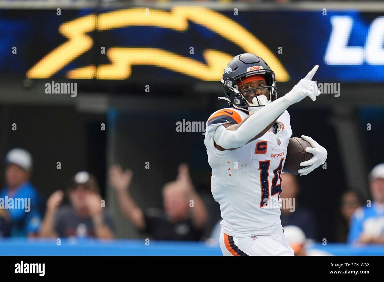 Denver Broncos wide receiver Courtland Sutton (14) scores a touchdown ...