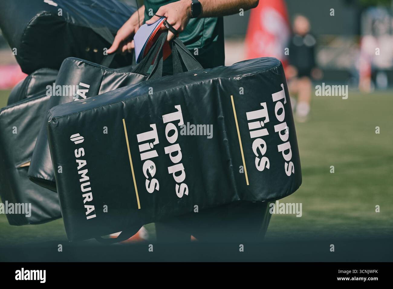 Barnet, Eangland, September 21th 2025: Training rugby shields with ...