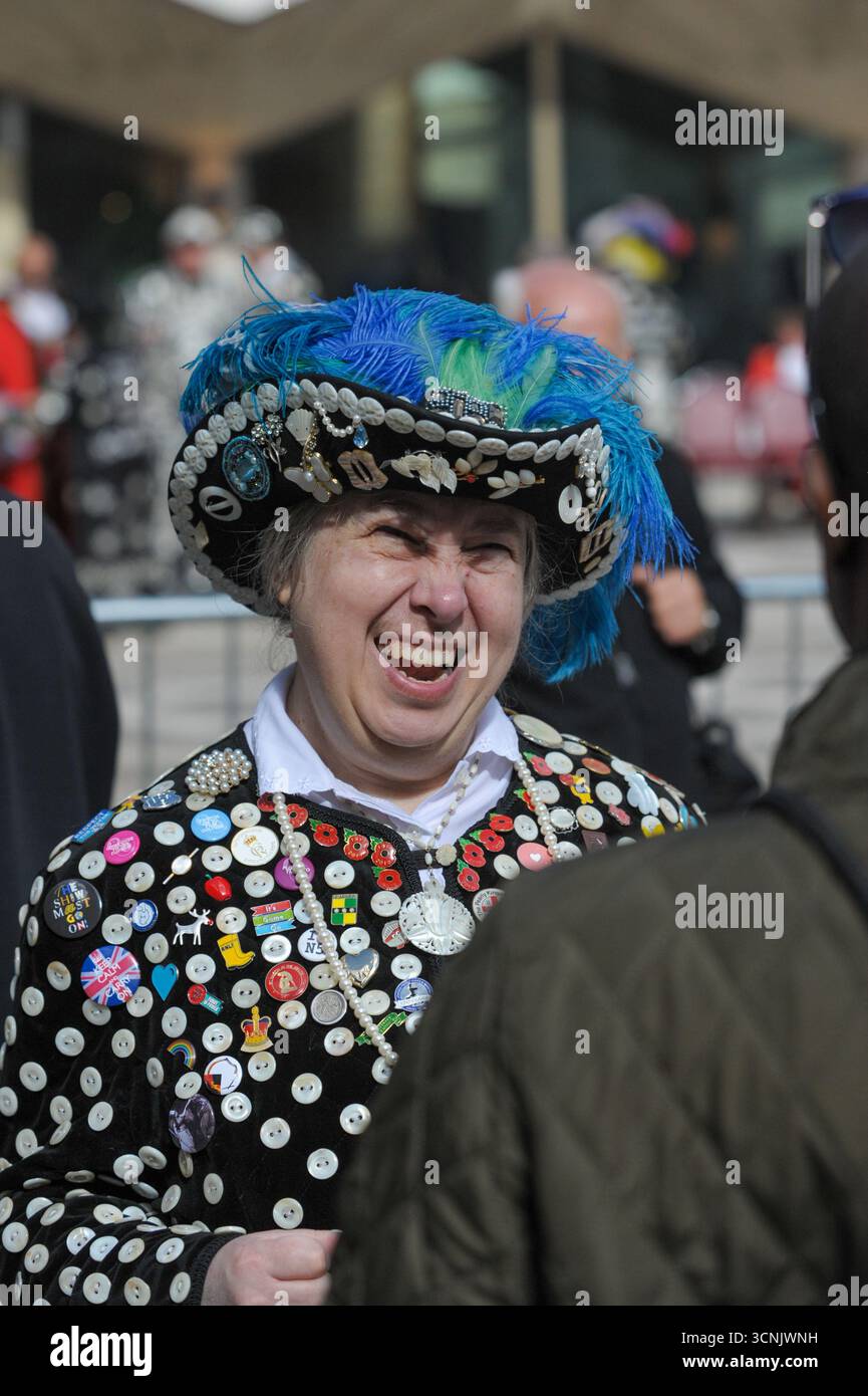 Katie, the Pearly Queen of Thornton Heath chatting during the annual ...