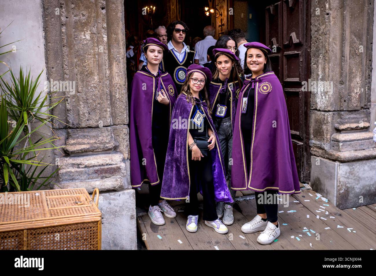 Procession with the venerated wooden statue of Our Lady of Seven ...