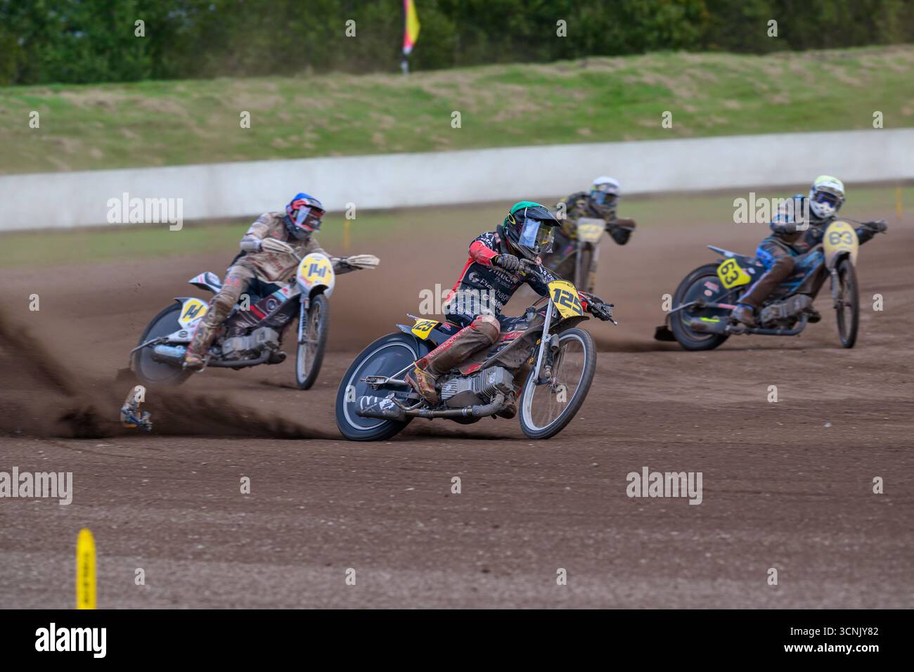 Lukas Fienhage (125) of Germany in Green loses his dirt deflector ...