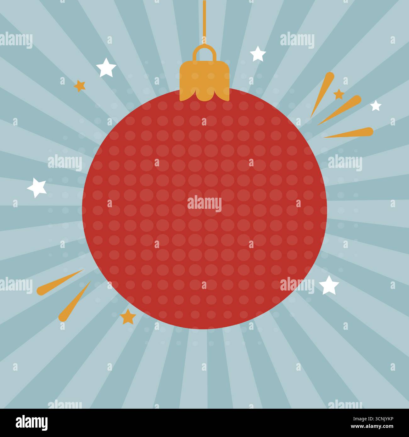 Christmas ornament vector, retro red bauble with dotted pattern and ...