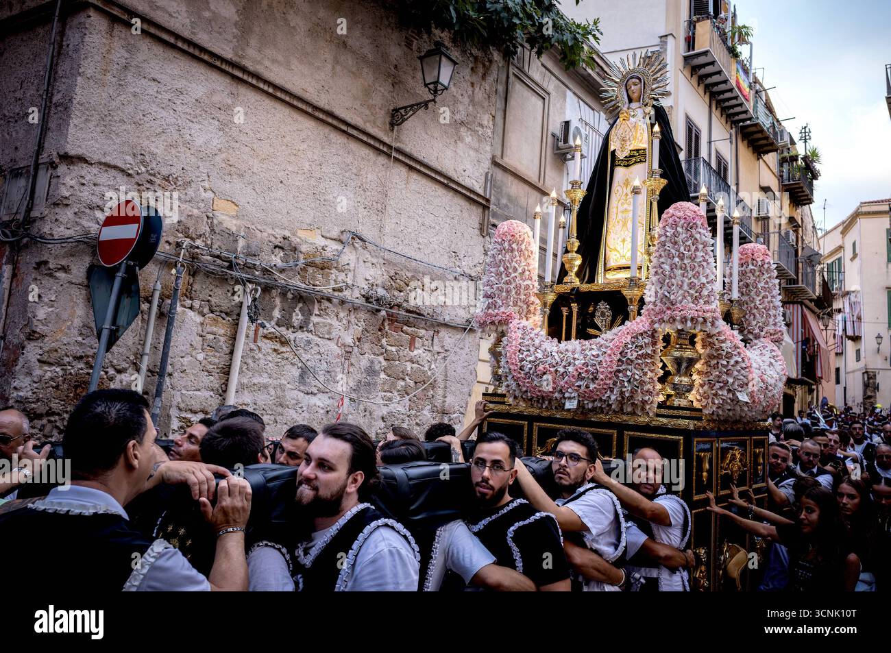 Procession with the venerated wooden statue Our Lady of Sorrows at ...