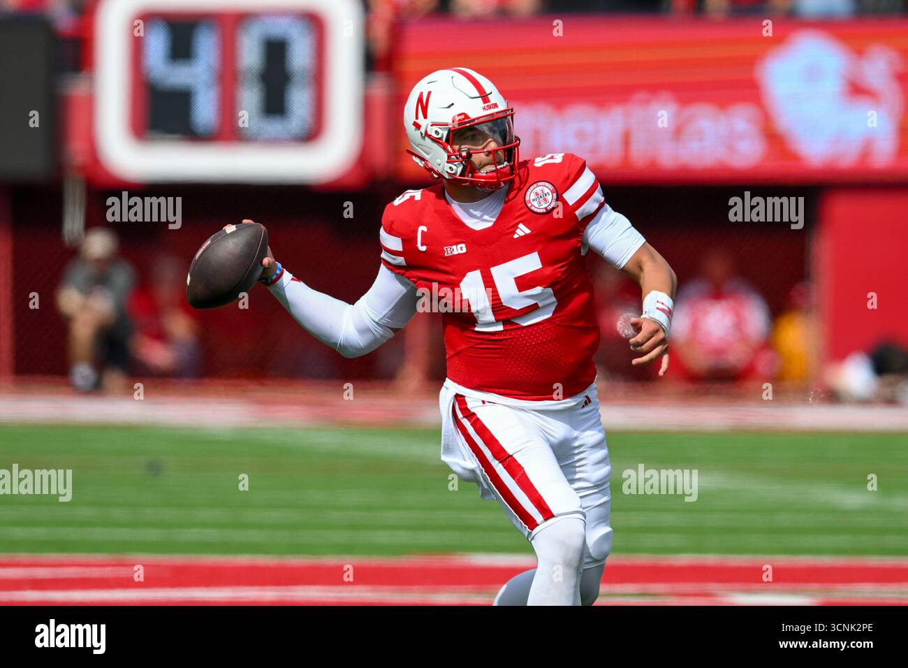 September 20, 2025: Nebraska quarterback Dylan Raiola (15) in action during the college football ...