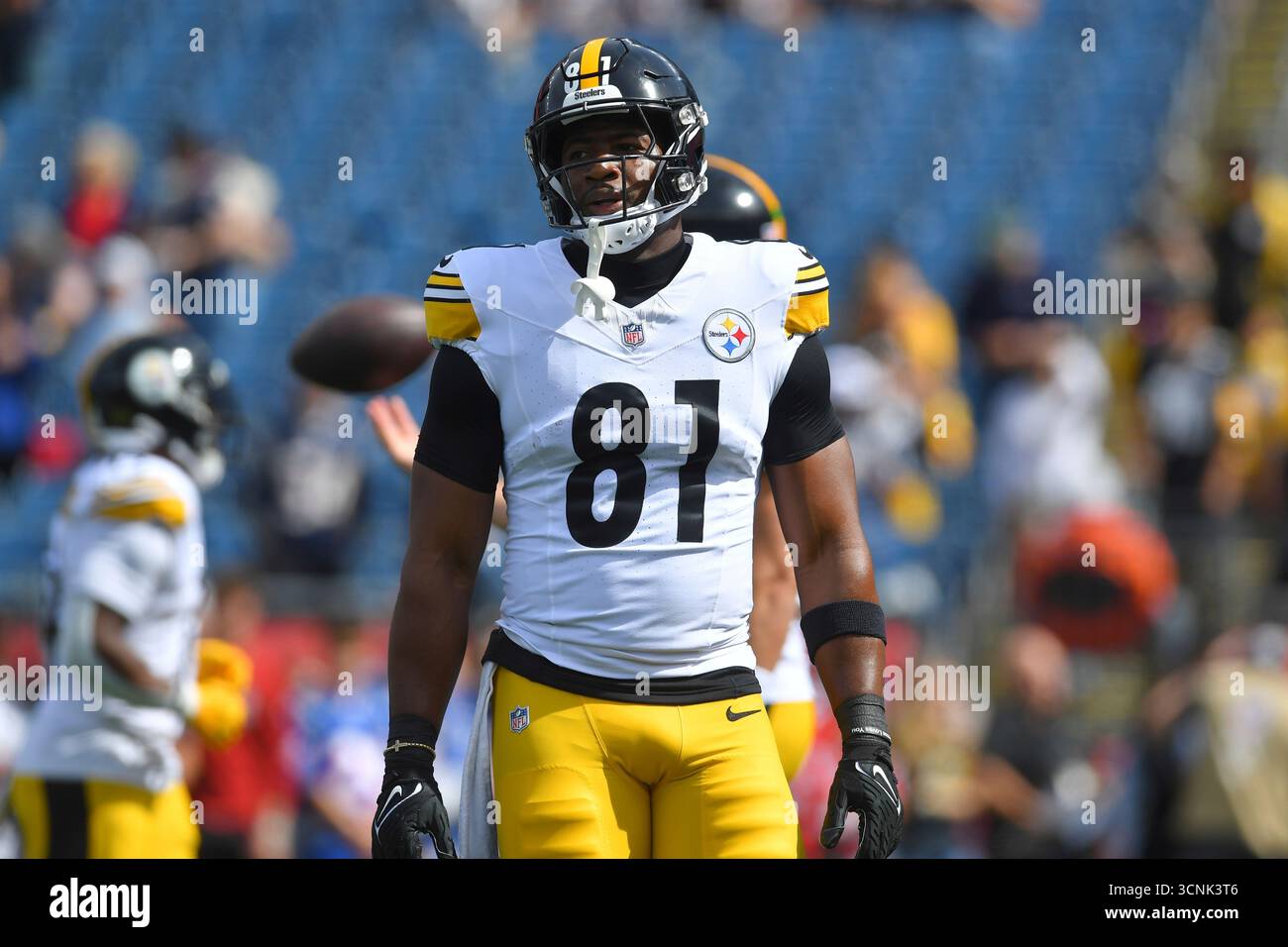 Pittsburgh Steelers tight end Jonnu Smith (81) warms up before an NFL ...
