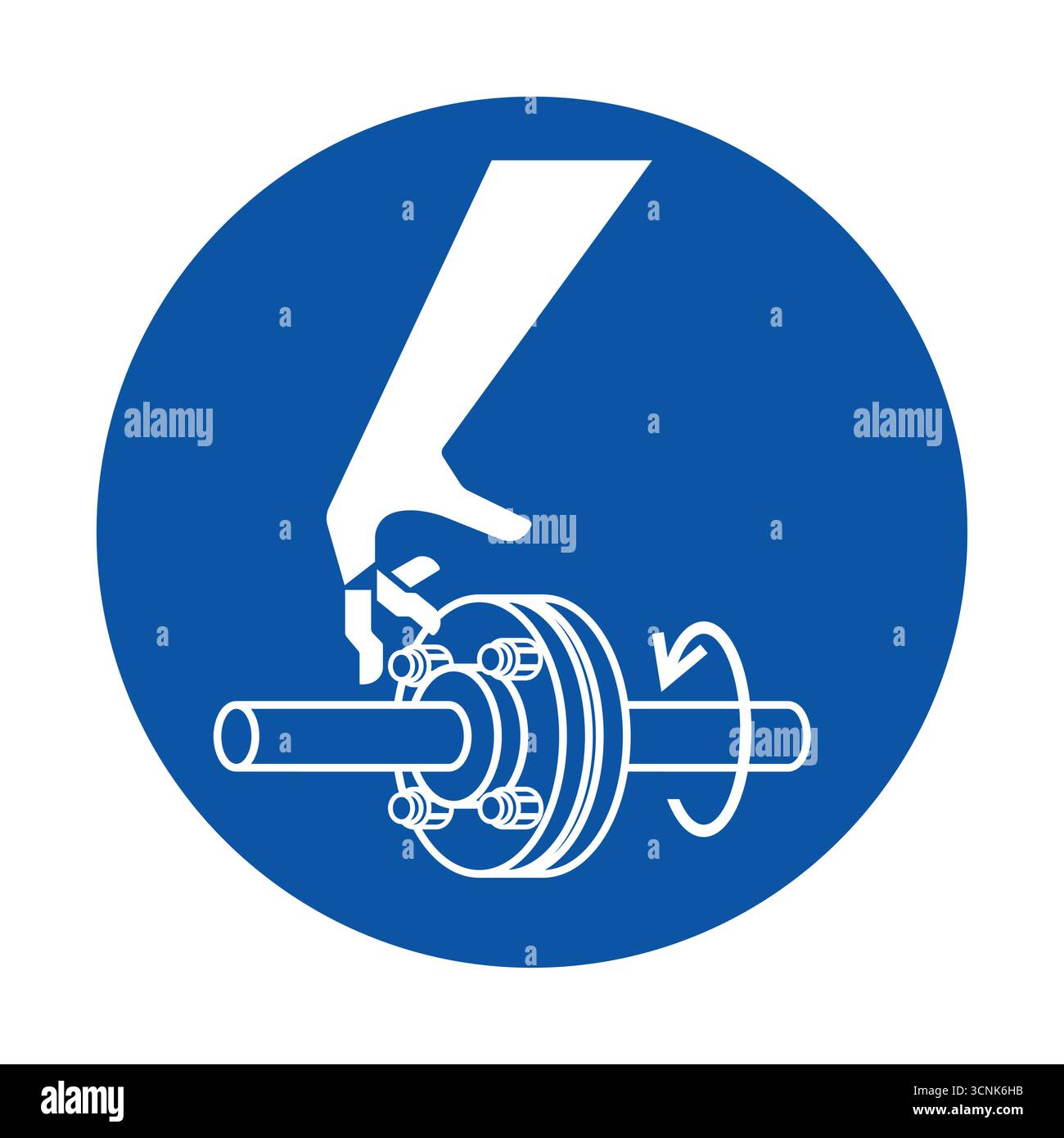 This illustration depicts a hand operating a mechanical tool on a ...