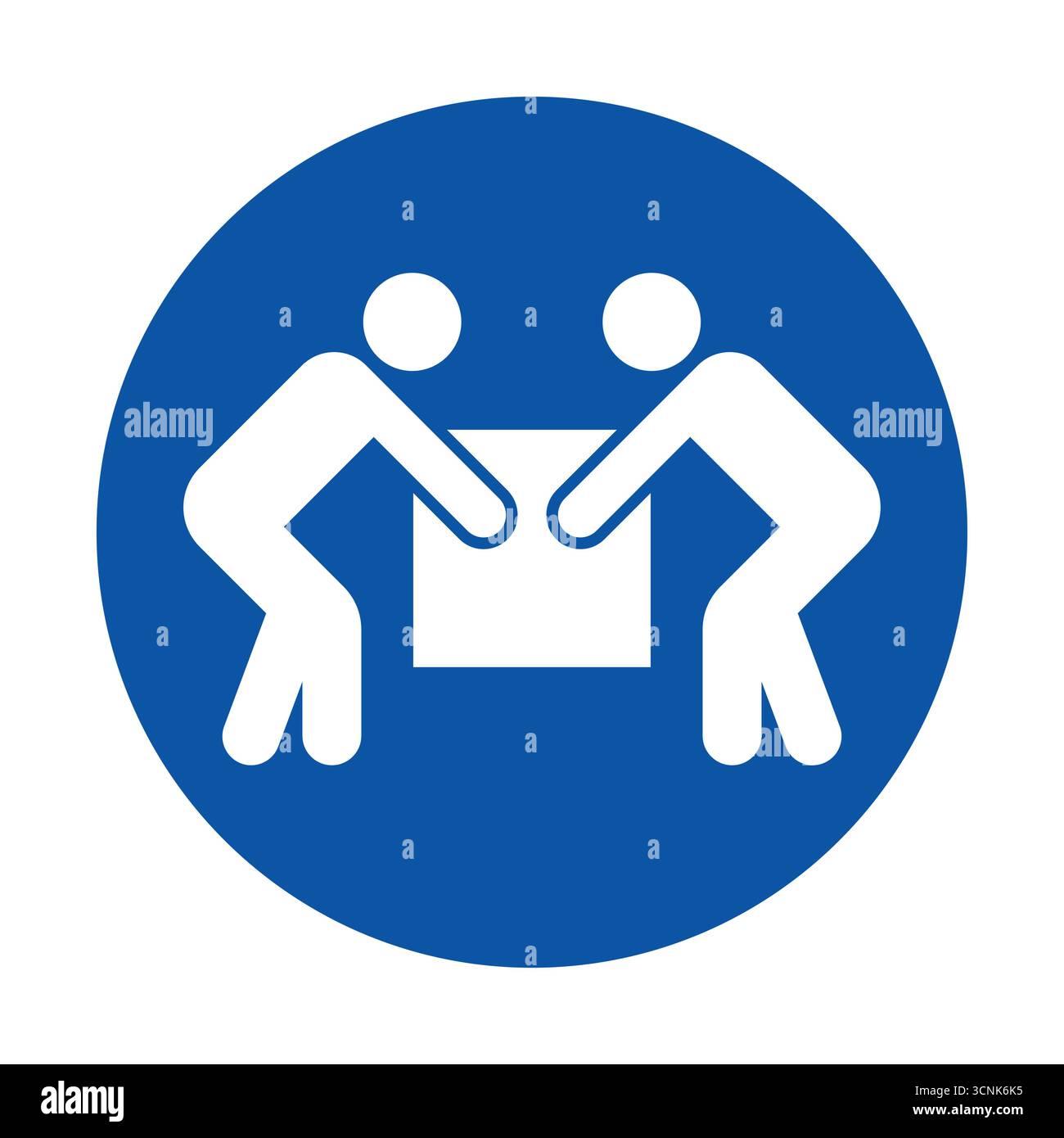 This image features two individuals working together to lift a box ...