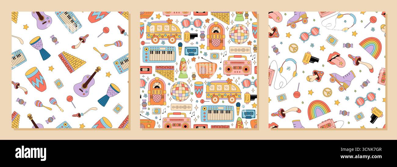 Groovy music retro guitar Stock Vector Images - Alamy