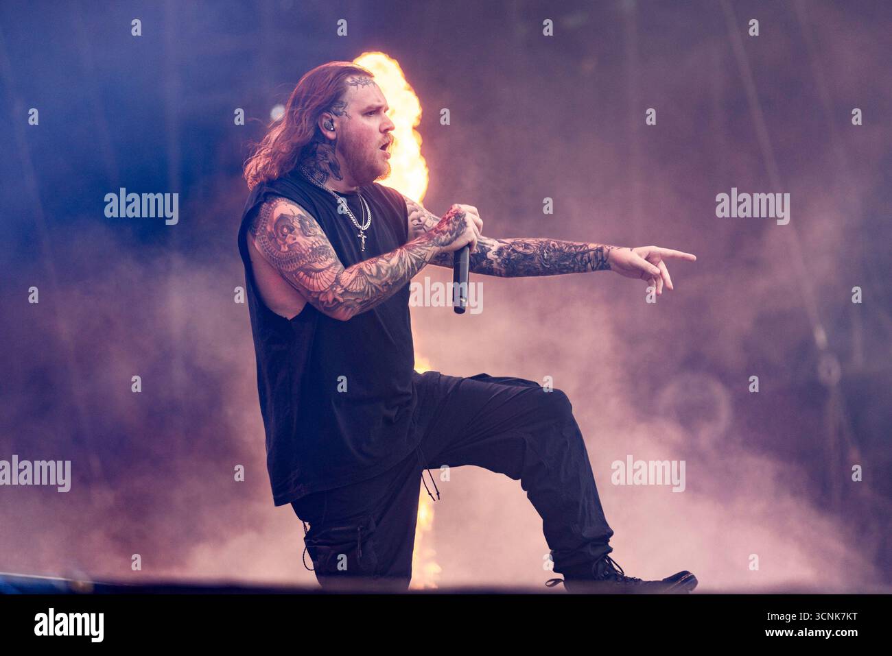 Briton Bond of Wage War performs during Louder Than Life music festival ...