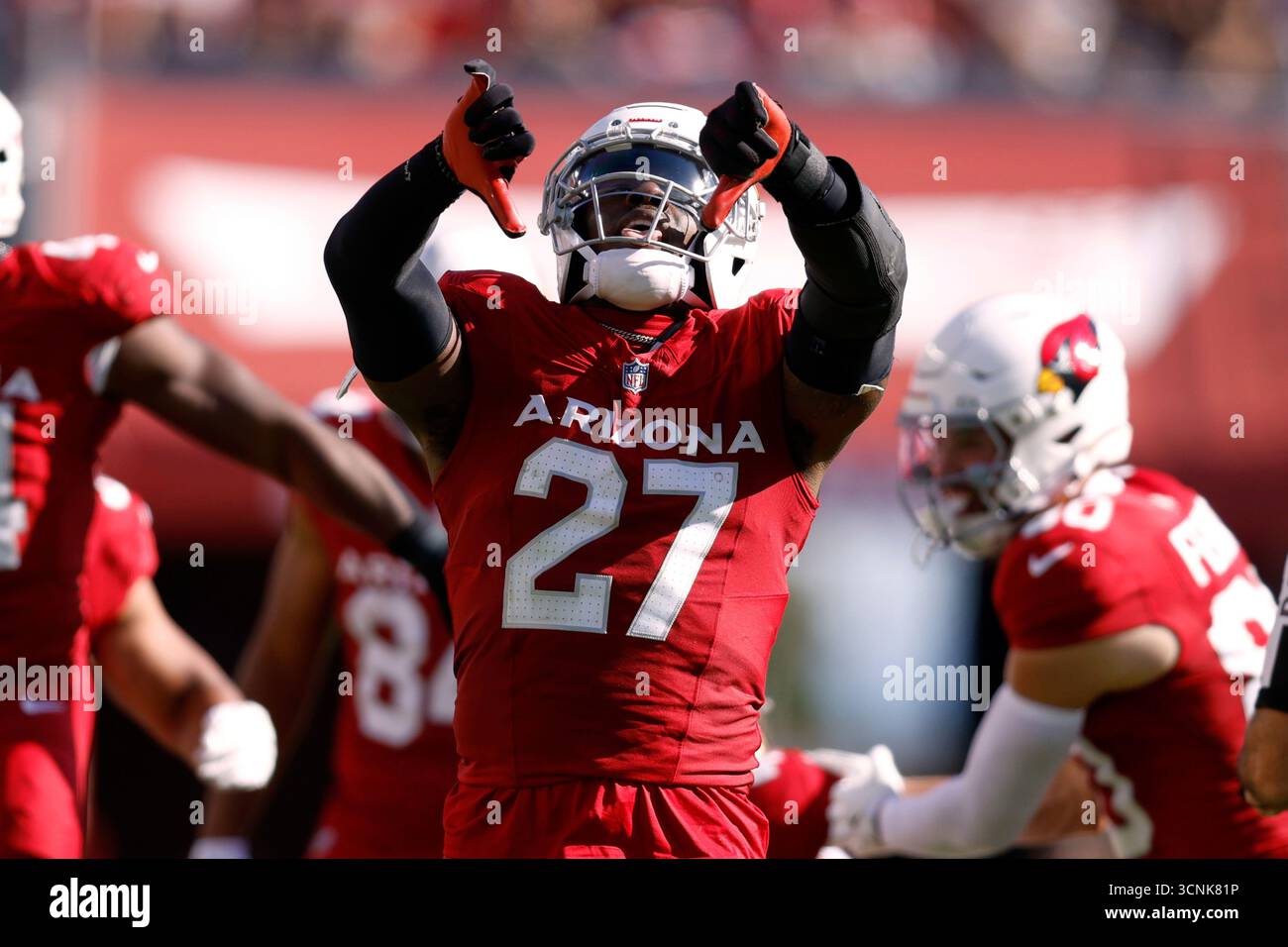 Arizona Cardinals linebacker Akeem Davis-Gaither celebrates a tackle ...