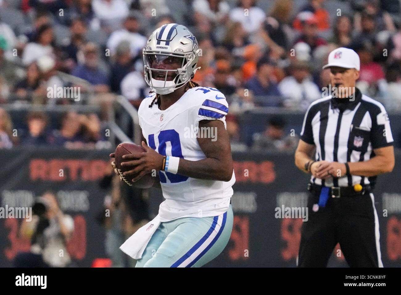 Dallas Cowboys quarterback Joe Milton III (10) drops back to pass in ...