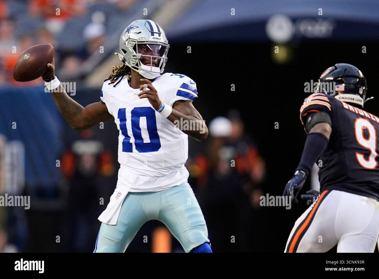 Dallas Cowboys quarterback Joe Milton III (10) throws a pass under ...