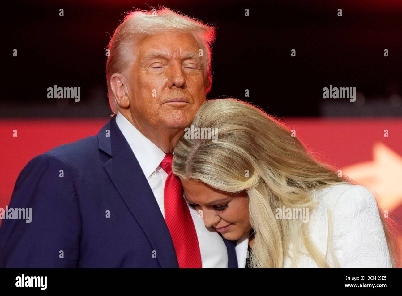 President Donald Trump, left, stands with Erika Kurk at the conclusion ...