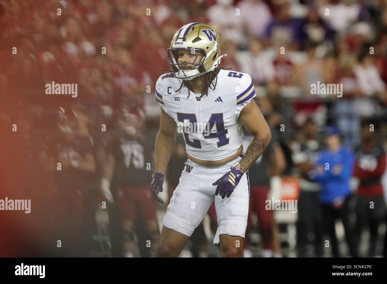 Washington safety Makell Esteen (24) lines up for a play during the ...