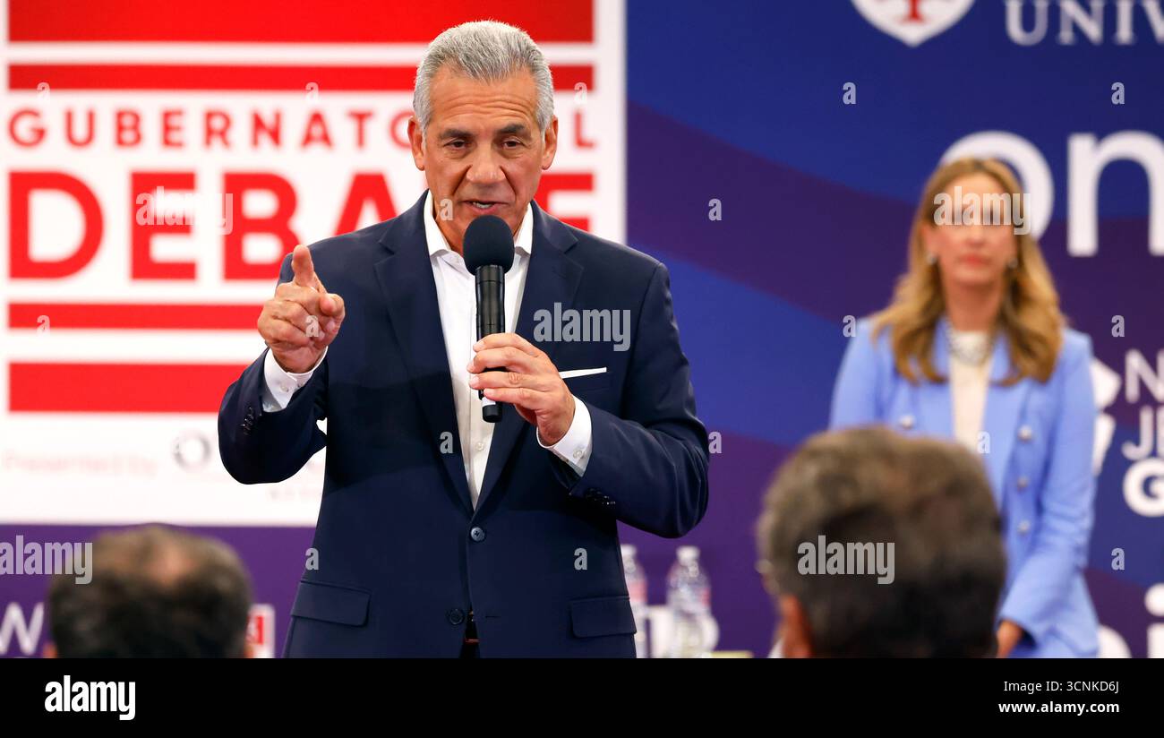 Republican Jack Ciattarelli responds to questions during the first general election ...