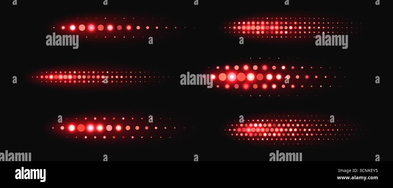Red halftone shapes, glowing dynamic elements made from sparkling dots ...