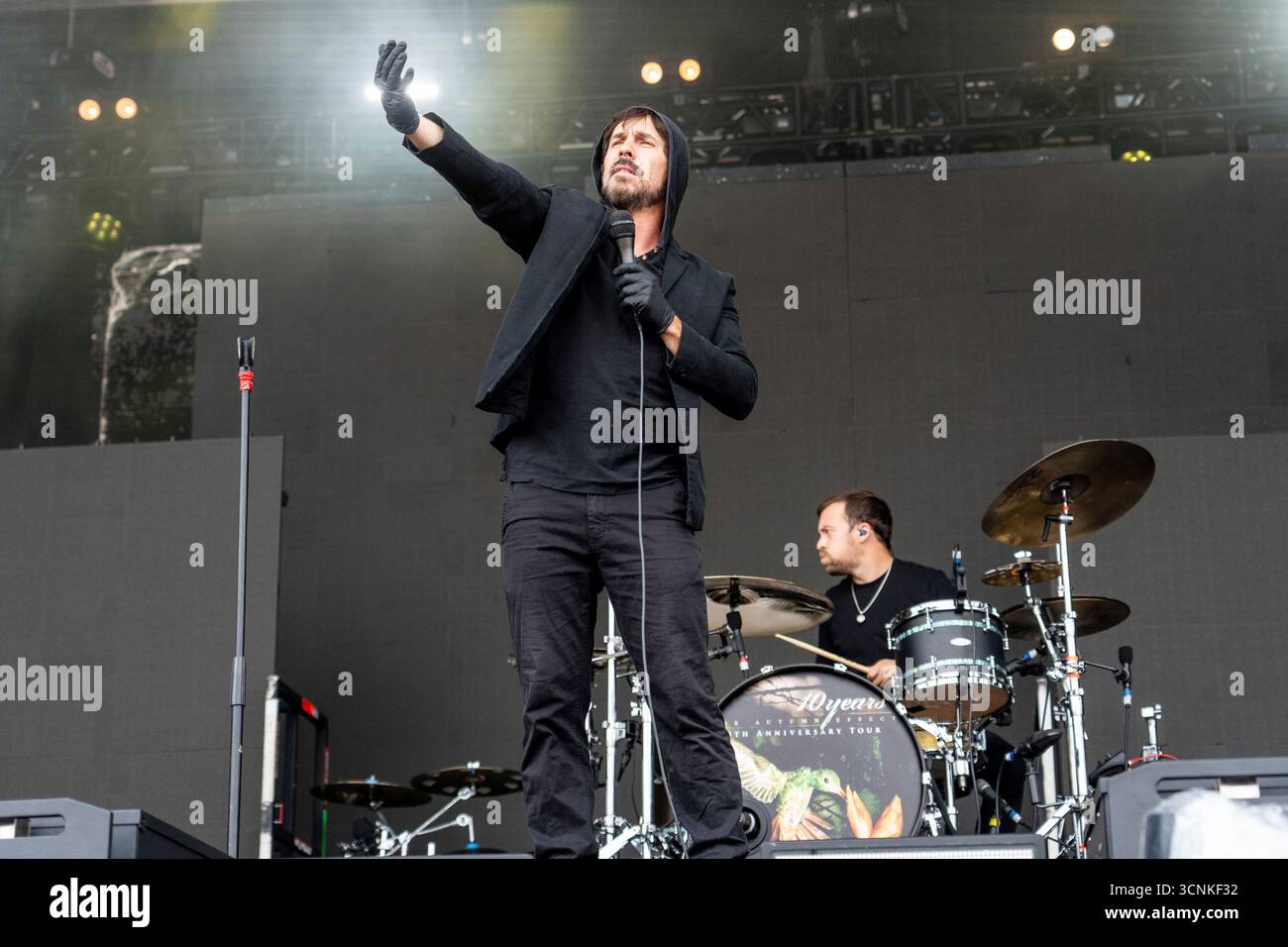 Jesse Hasek of 10 Years performs during Louder Than Life music festival ...