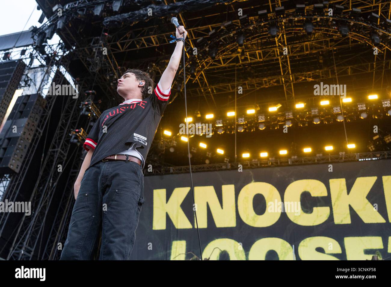 Bryan Garris of Knocked Loose performs during Louder Than Life music ...