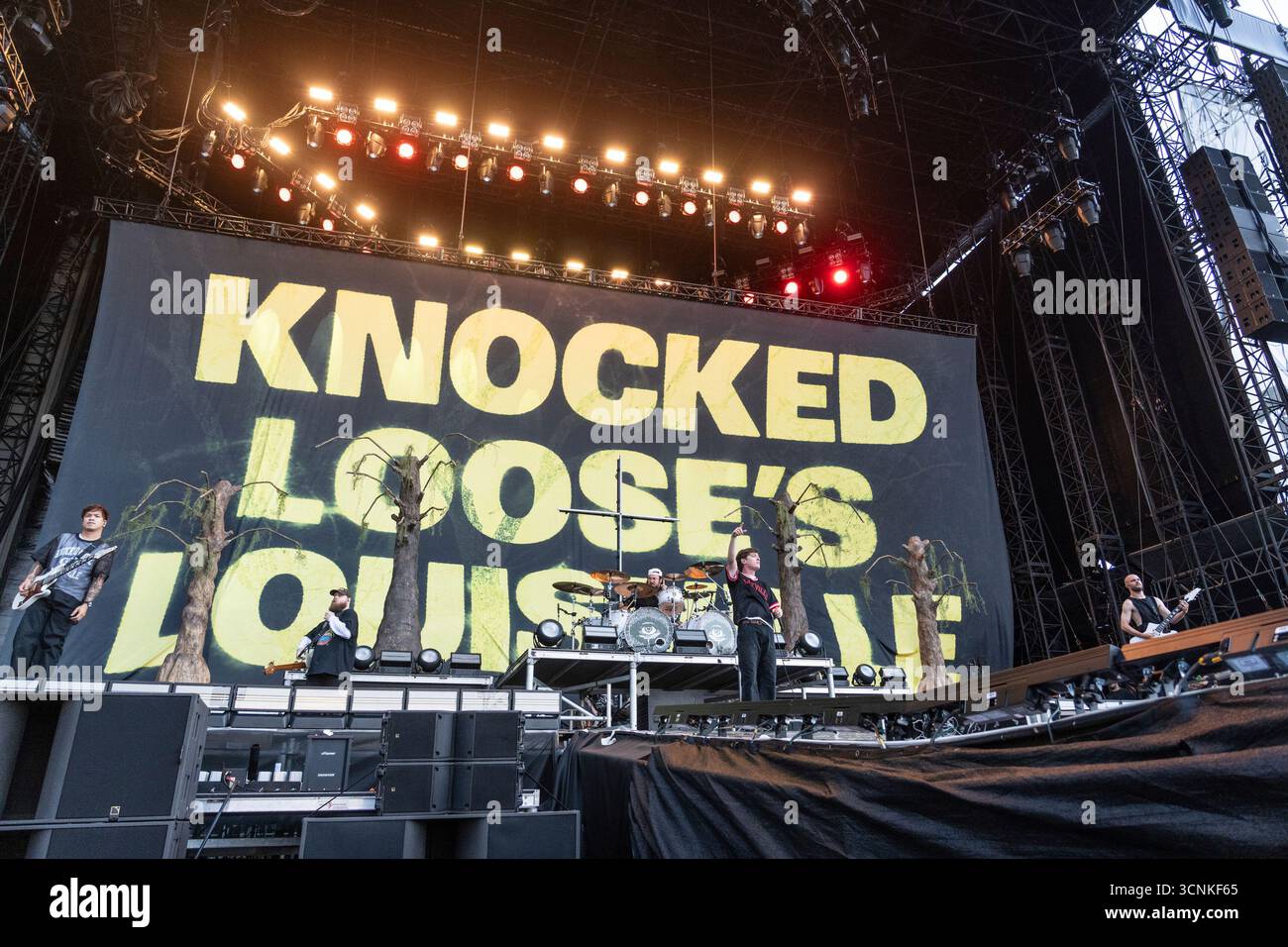 Bryan Garris of Knocked Loose performs during Louder Than Life music ...