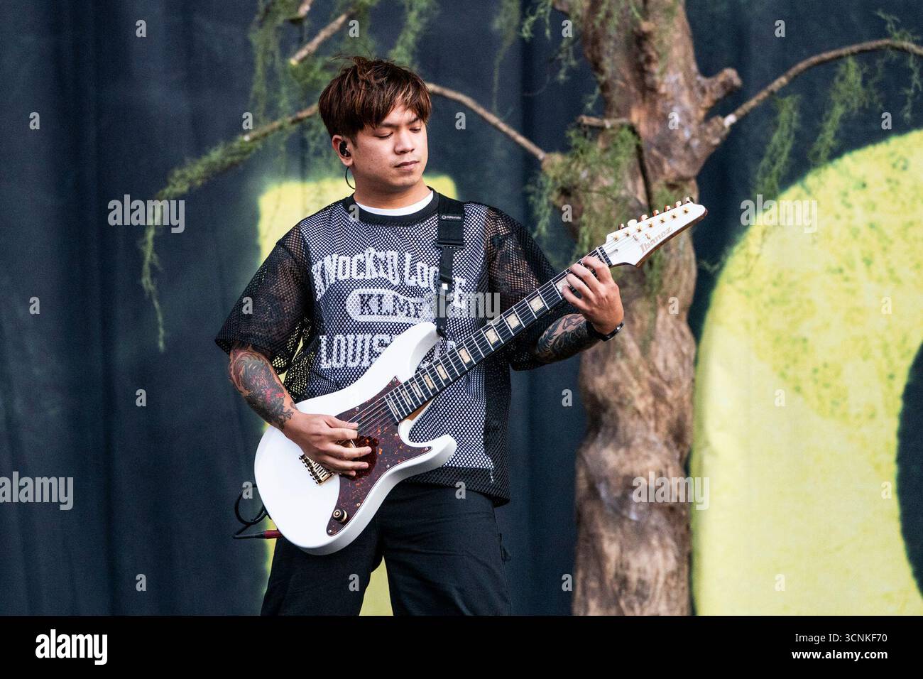 Bryan Garris of Knocked Loose performs during Louder Than Life music ...