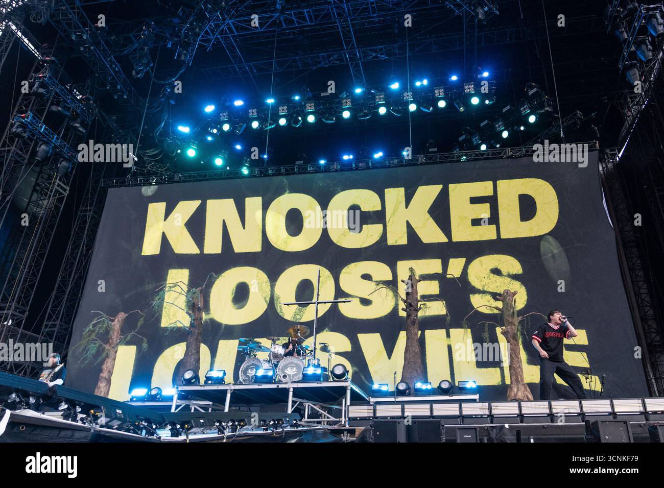 Bryan Garris of Knocked Loose performs during Louder Than Life music ...