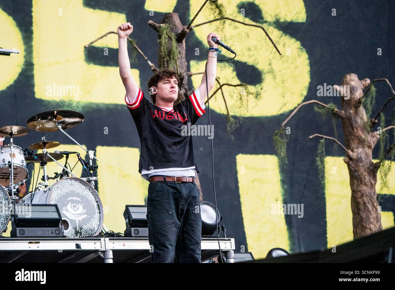 Bryan Garris of Knocked Loose performs during Louder Than Life music ...