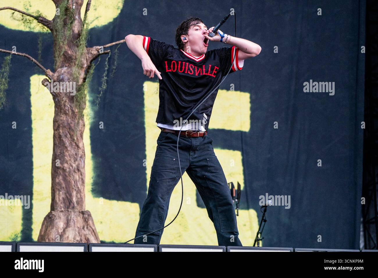 Bryan Garris of Knocked Loose performs during Louder Than Life music ...