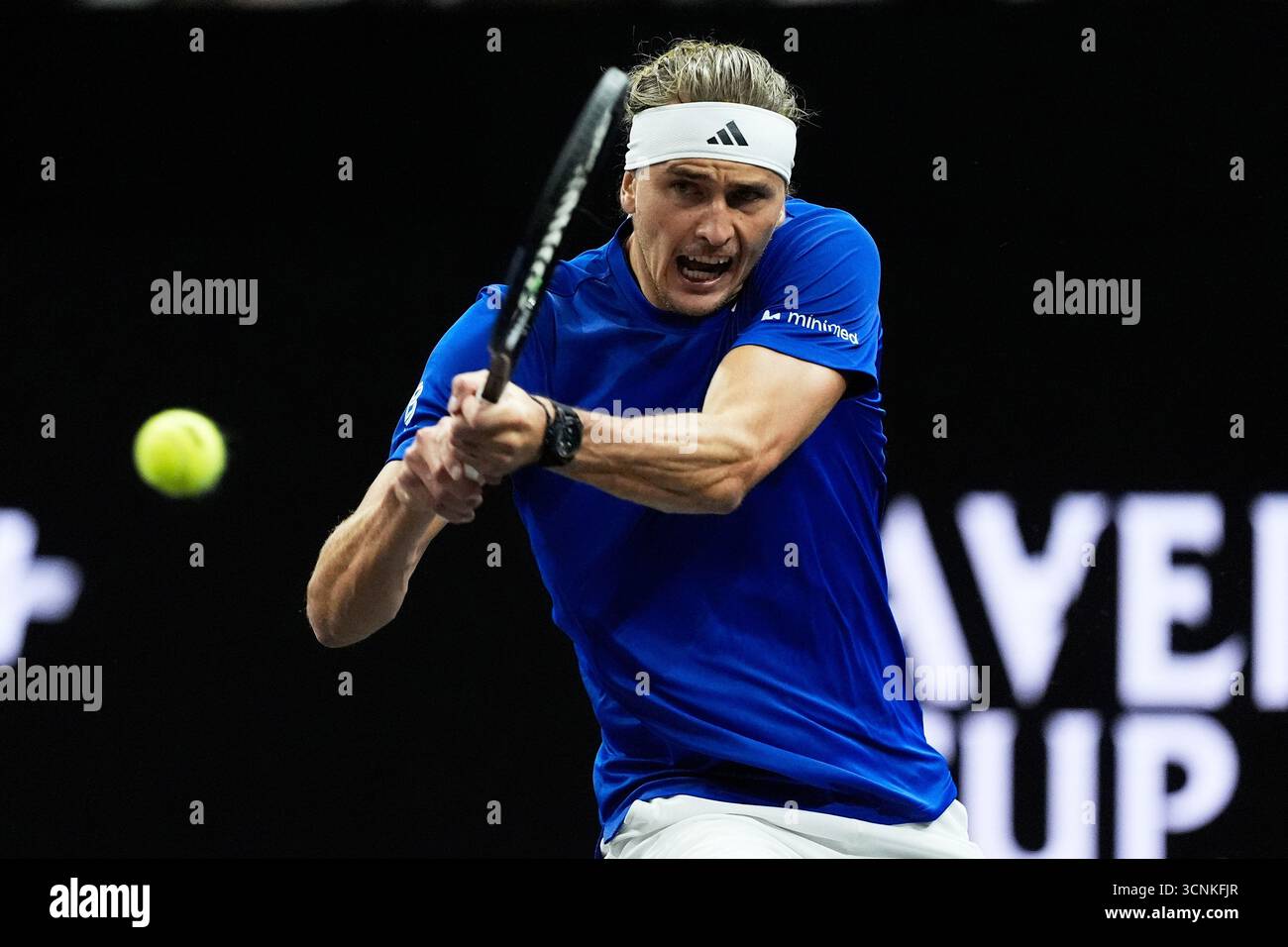 Team Europe's Alexander Zverev, of Germany, returns a shot against Team ...