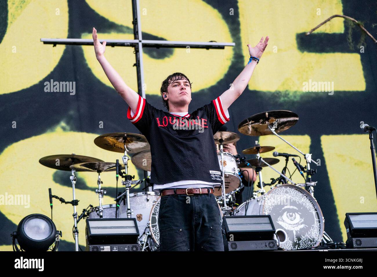 Bryan Garris of Knocked Loose performs during Louder Than Life music ...