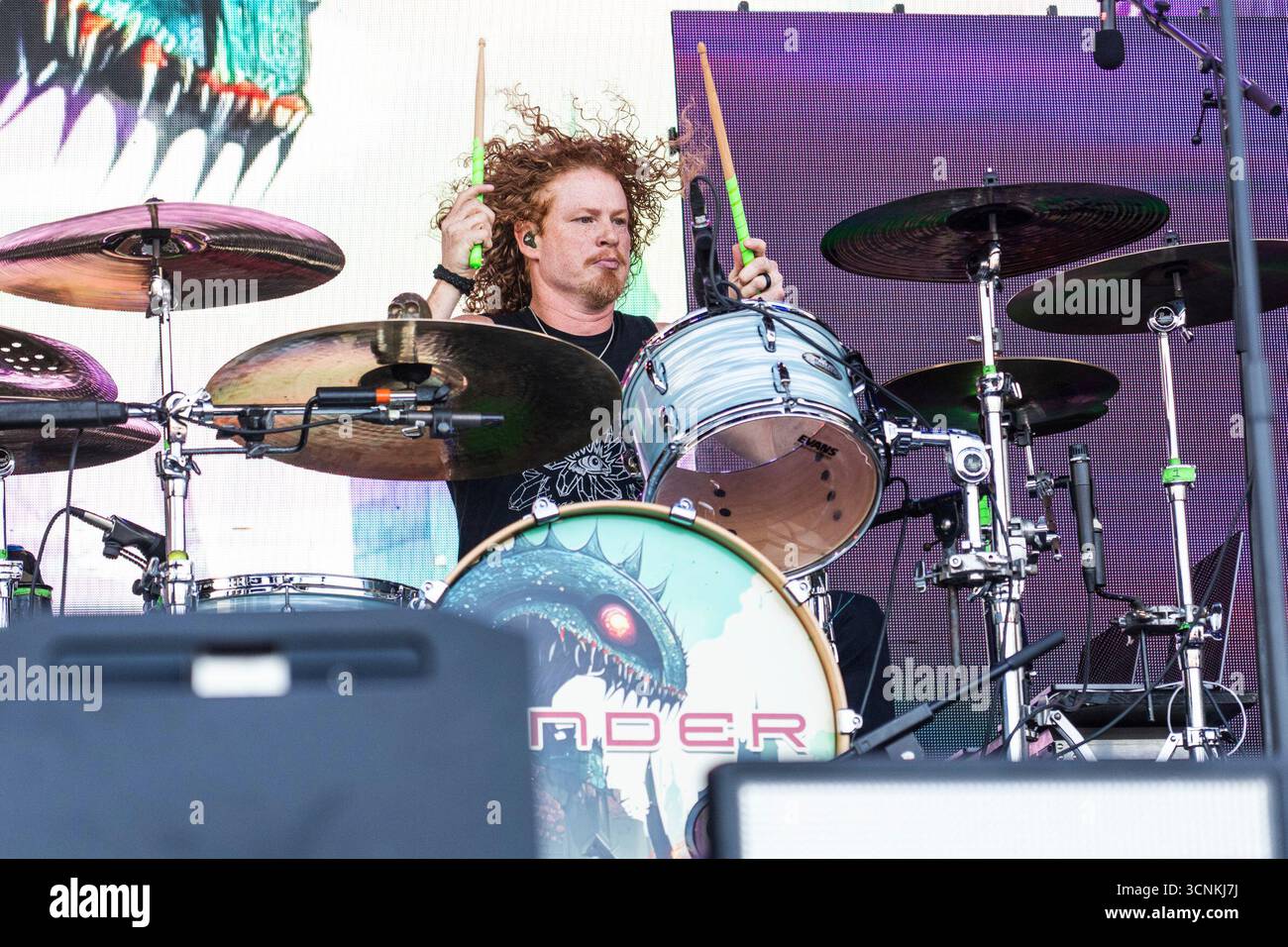 Cody Hanson of Hinder performs during Louder Than Life music festival ...