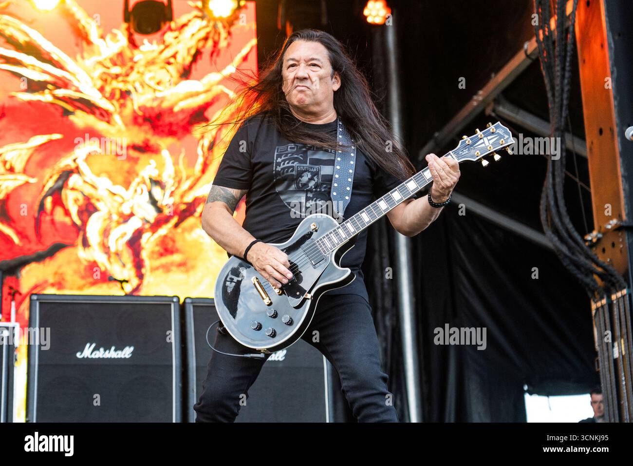 Eric Peterson of Testament performs during Louder Than Life music ...
