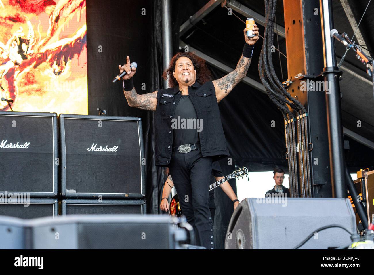 Chuck Billy of Testament performs during Louder Than Life music ...