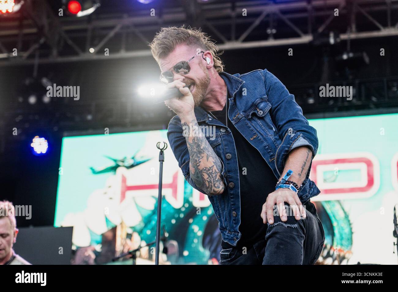 Marshal Dutton of Hinder performs during Louder Than Life music ...