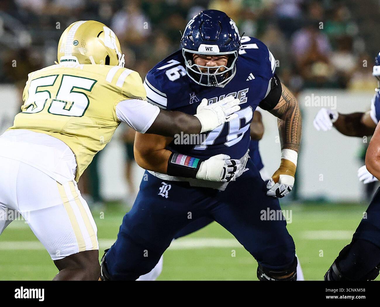 September 18,2025: Rice University offensive lineman John Long (76 ...