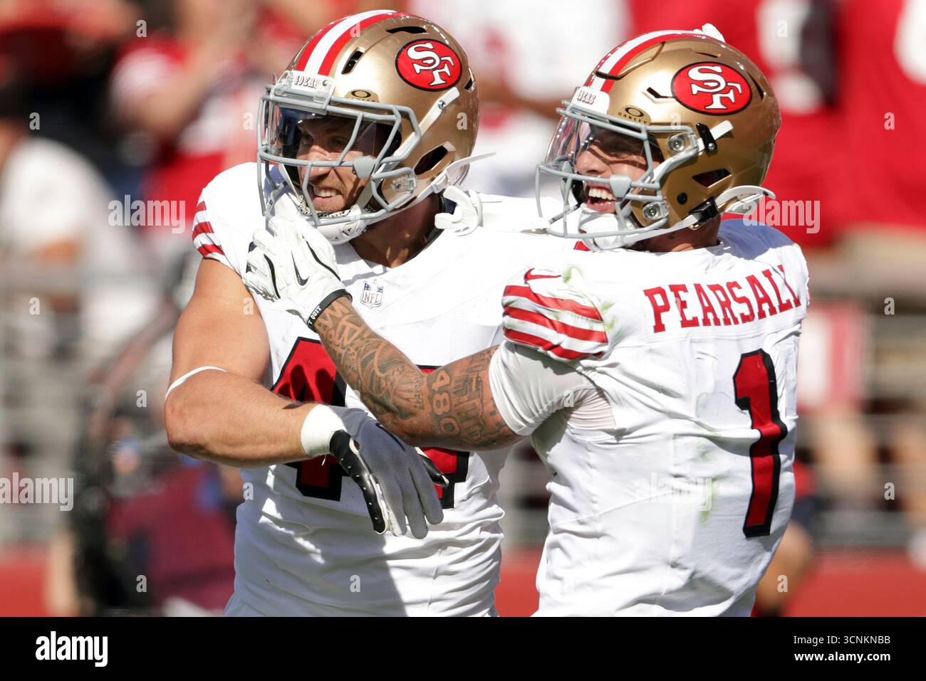 San Francisco 49ers' Kyle Juszczyk (44) and Ricky Pearsall (1 ...