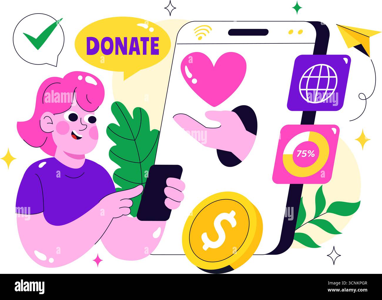 Online Fundraising Illustration Featuring a Fundraiser with a Heart to ...