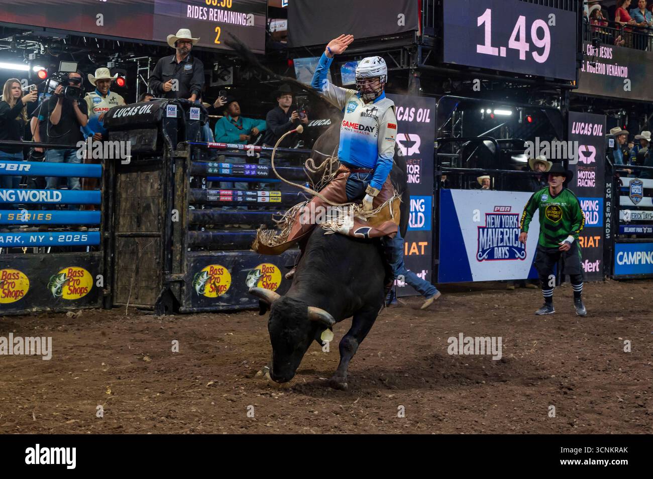 Oklahoma Wildcatters' Kase Hitt rides Nasubi in game 8 during the New ...