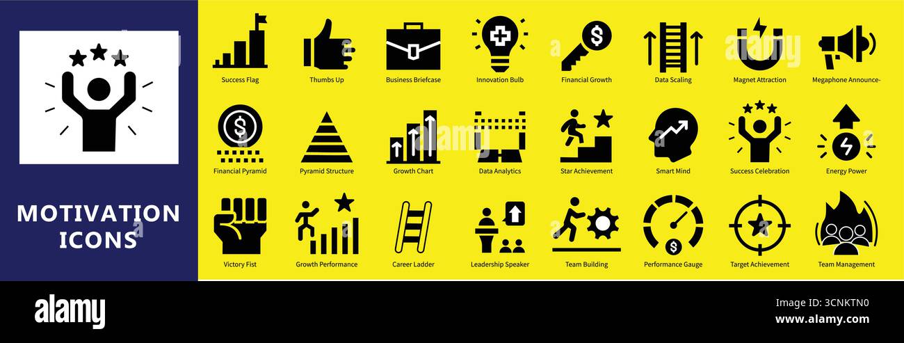 Motivation Success Icons Pack - Achievement Business Vector Graphics ...