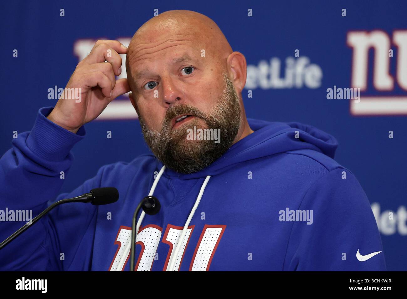 New York Giants head coach Brian Daboll speaks during a news conference ...