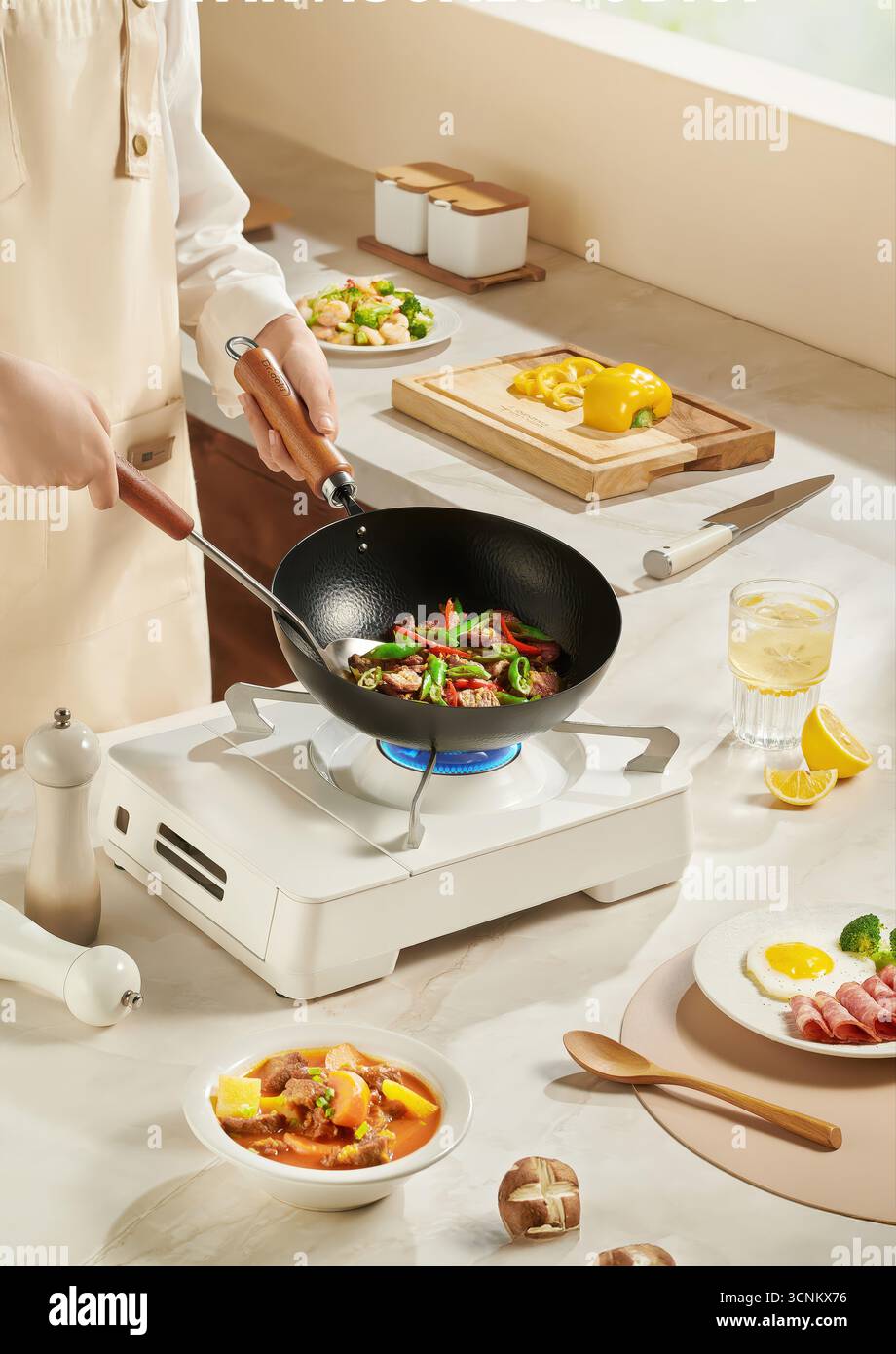 Delicious Omelette and Sandwich Breakfast Preparation in Modern Kitchen ...
