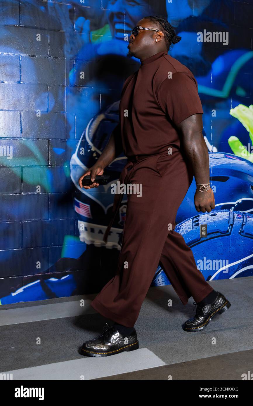 Seattle Seahawks cornerback Devon Witherspoon (21) arrives before an ...