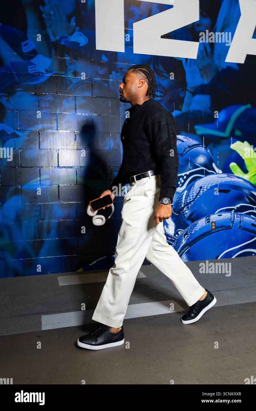 Seattle Seahawks linebacker Boye Mafe (53) arrives before an NFL ...