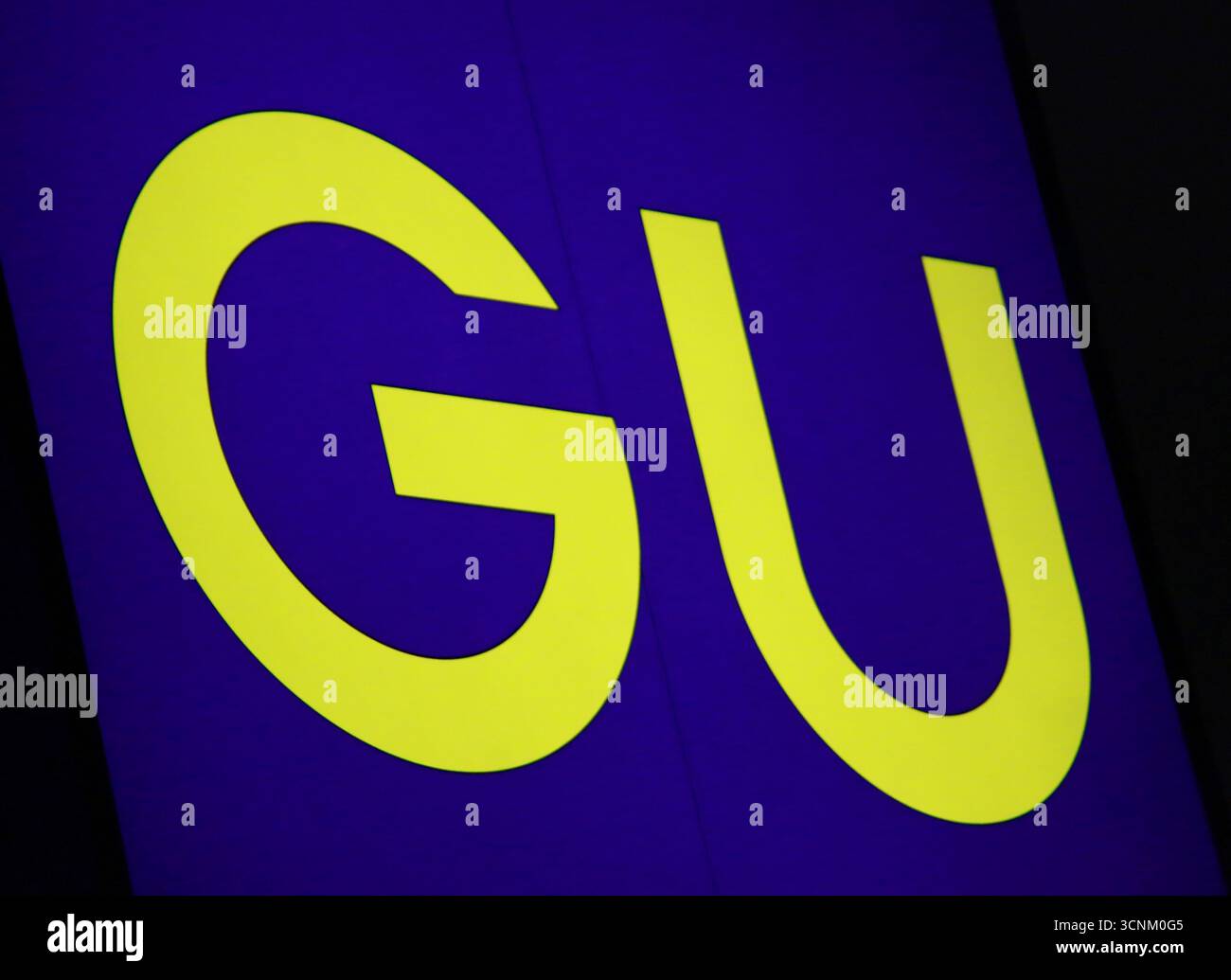 The logo of GU is seen at Ginza district in Toshima Ward, Tokyo on ...