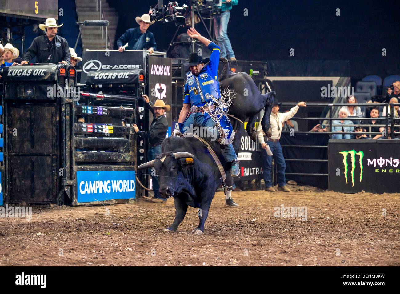 Nashville Stampede's Alan de Souza rides Eyes On Me in game 11 during ...